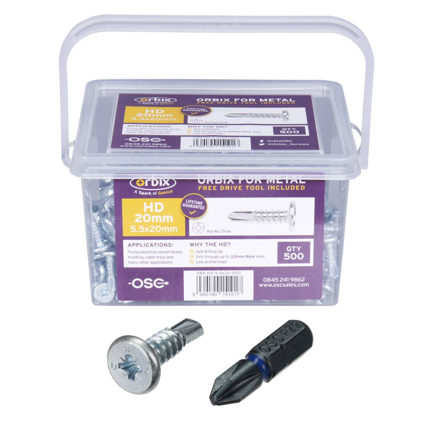 Orbix 5.5 x 20 Heavy Duty Self Drilling Screws BNP (Pack of 500) (OBX-HD 5.5X20-500.DUP) | CEF