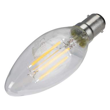 LEDVANCE Classic 4W SBC LED Non Dimmable Filament Candle Lamp Clear ...