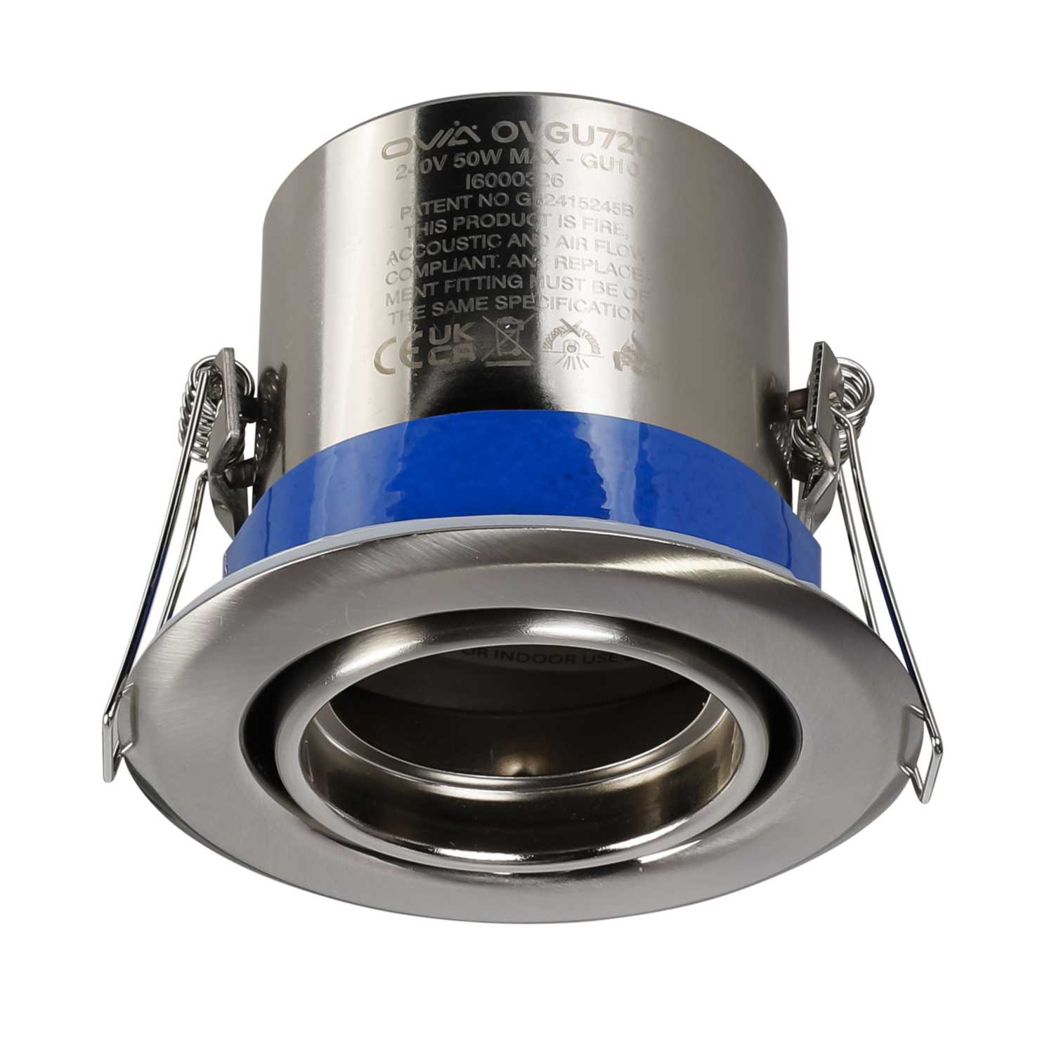 Ovia Flameguard GU10 Adjustable Downlight Satin Chrome (OVGU720SC) | CEF