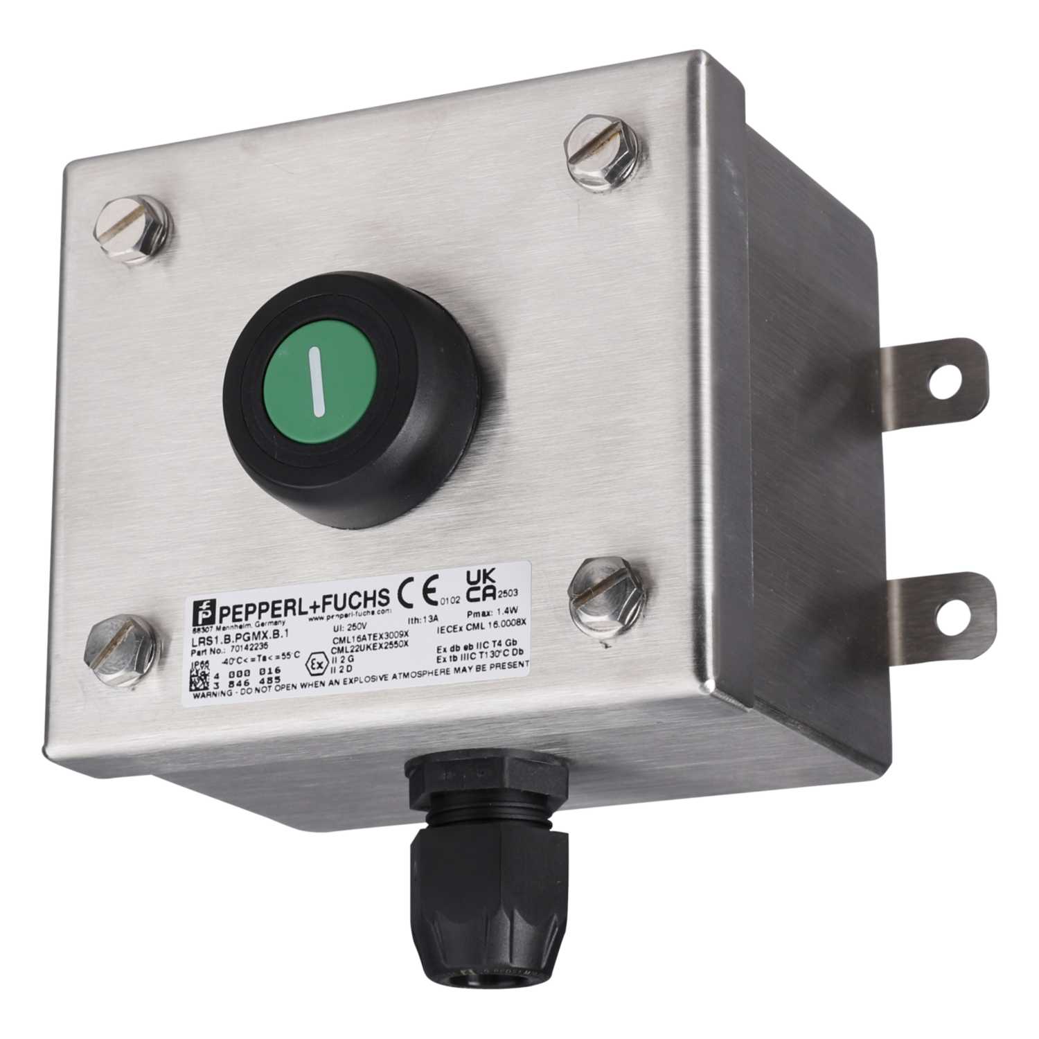 Pepperl & Fuchs 1 Way Green Pushbutton Ex Control Unit Stainless Steel ...