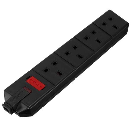 Permaplug 13A 4 Gang Trailing Socket Black (ELS134B) | CEF