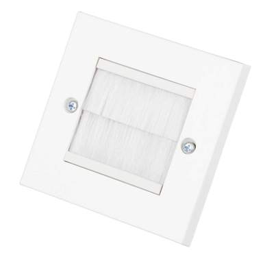 Philex 1 Gang Cable Outlet Plate White Brushes (70435W) | CEF
