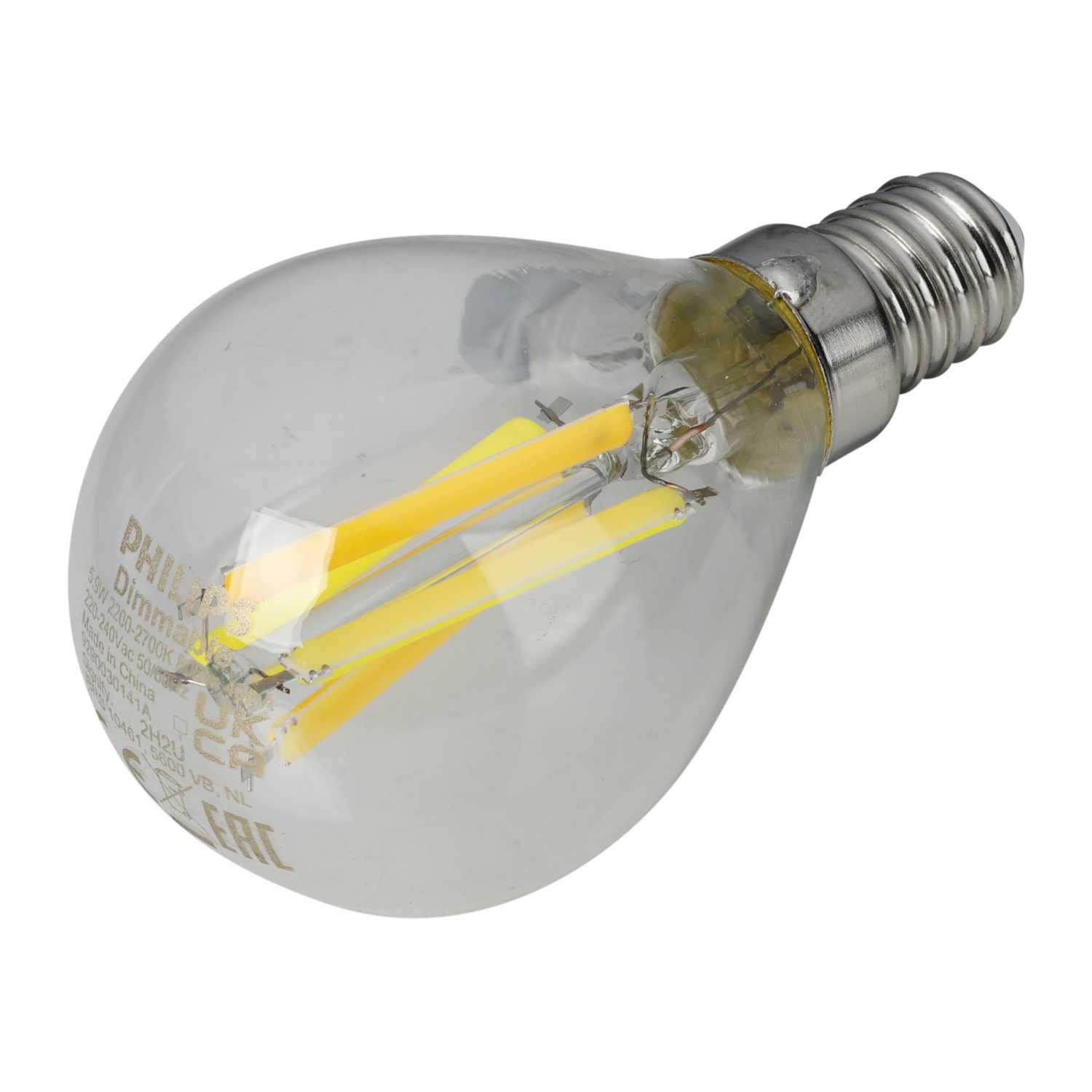 Philips Master Glass DimTone 5.9W SES LED Dimmable Filament Golf Ball ...