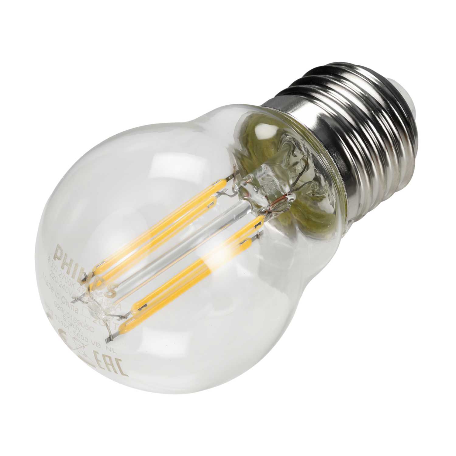 Philips CorePro 4.3W ES LED Non Dimmable Filament Golf Ball Lamp 2700K ...