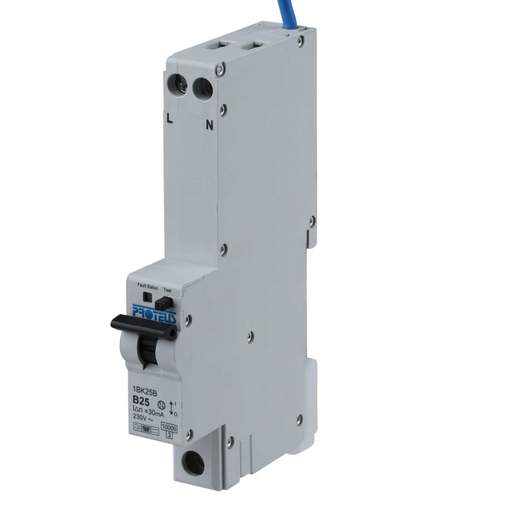 Proteus 25A Double Pole 1 Module Bidirectional B Curve 10kA 30mA Type B RCBO (1BK25B) | CEF