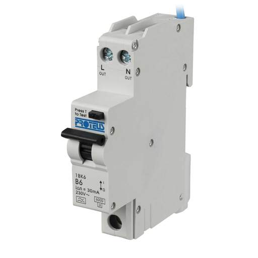 Proteus 6A Double Pole 1 Module Bidirectional B Curve 6kA 30mA Type A Compact RCBO (1BK6) | CEF