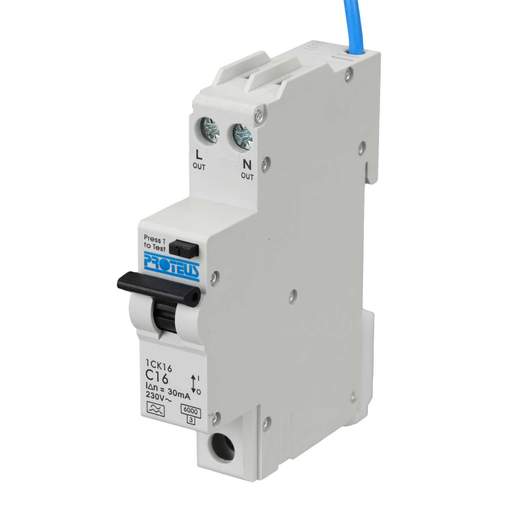 Proteus 16A Double Pole 1 Module Bidirectional C Curve 6kA 30mA Type A Compact RCBO (1CK16) | CEF
