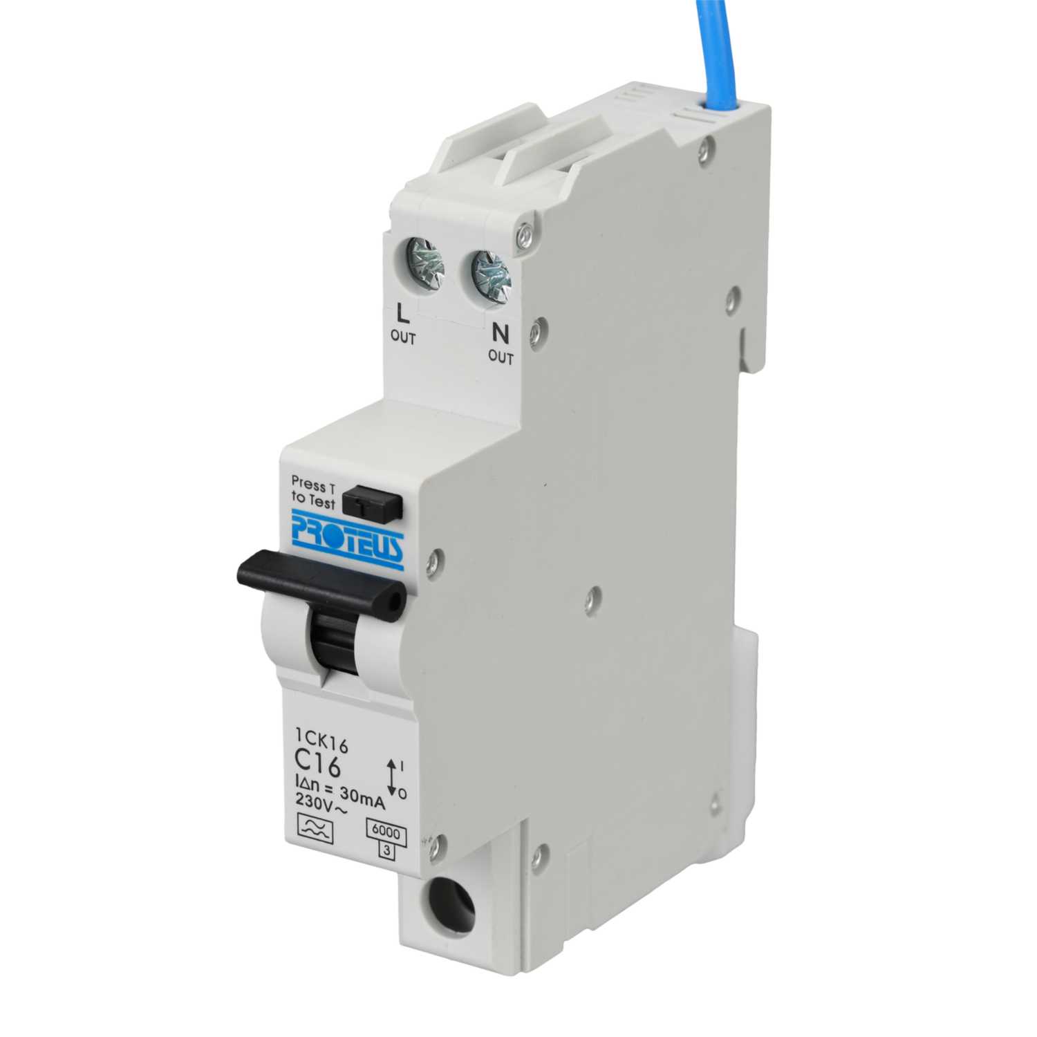 Proteus Bidirectional 16A Double Pole 1 Module C Curve 6kA 30mA Type A RCBO (1CK16) | CEF