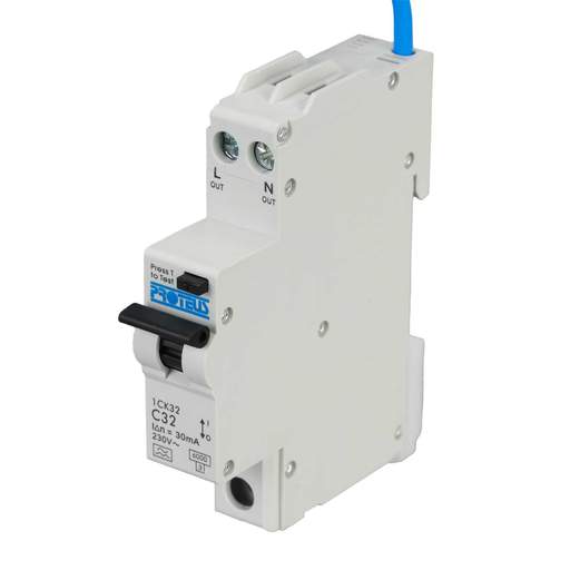 Proteus 32A Double Pole 1 Module Bidirectional C Curve 6kA 30mA Type A Compact RCBO (1CK32) | CEF