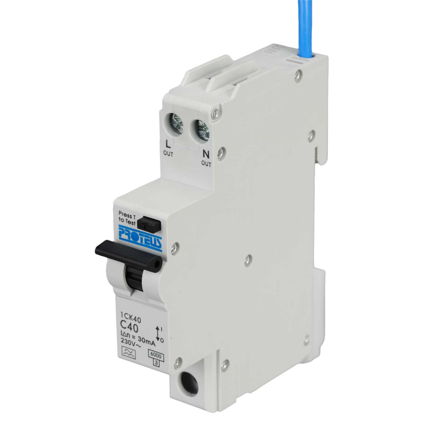 Proteus Bidirectional 40A Double Pole 1 Module C Curve 6kA 30mA Type A RCBO (1CK40) | CEF