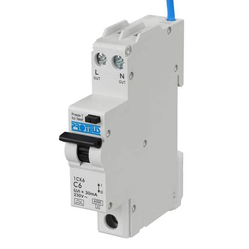 Proteus 6A Double Pole 1 Module Bidirectional C Curve 6kA 30mA Type A Compact RCBO (1CK6) | CEF
