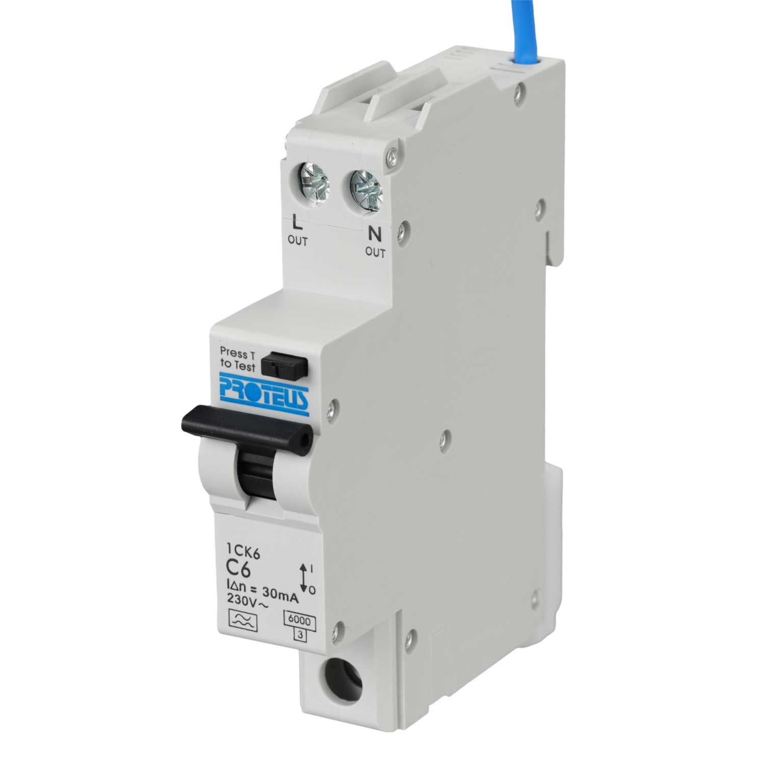 Proteus Bidirectional 6A Double Pole 1 Module C Curve 6kA 30mA Type A RCBO (1CK6) | CEF