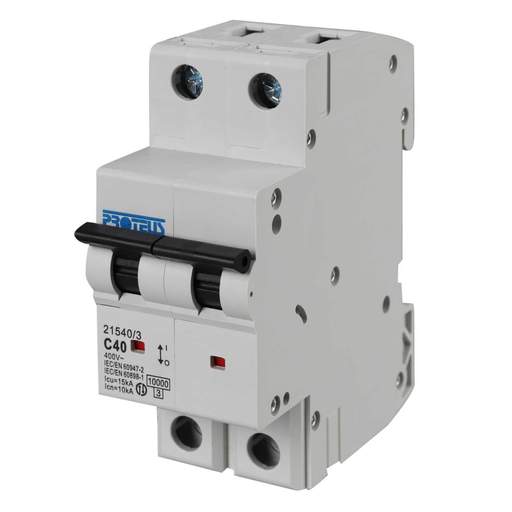Proteus 40A Double Pole 15kA C Curve MCB (21540/3) | CEF