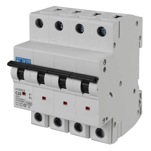 Proteus 20A Four Pole 15kA C Curve MCB (41520/3) | CEF