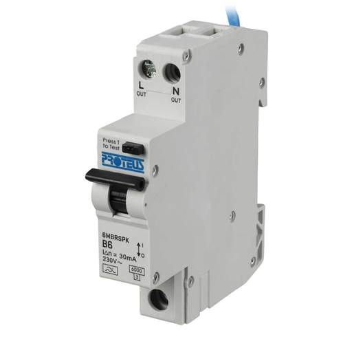 Proteus 6A 1P+N 1 Module B Curve 6kA 30mA Type A Compact RCBO (6MBRSPKA) | CEF