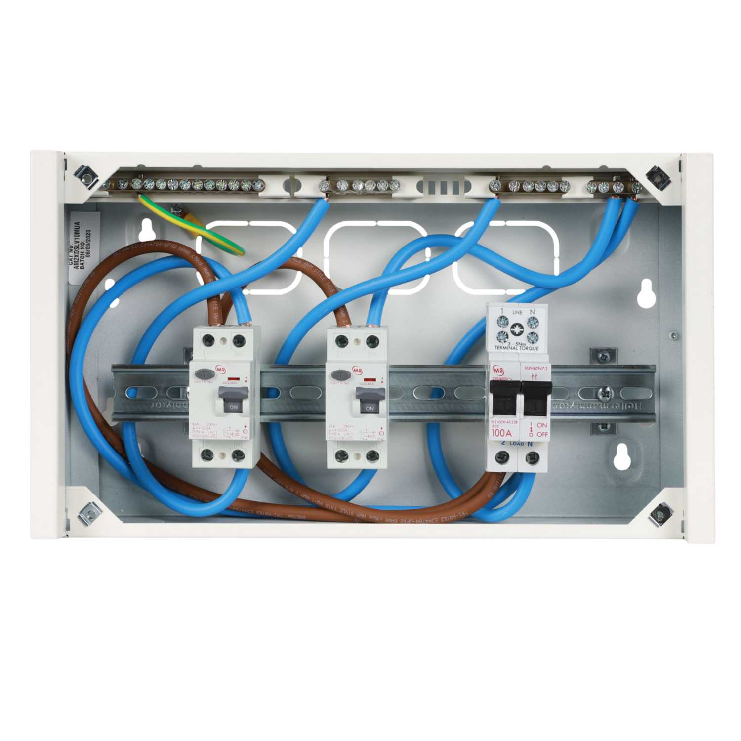 M2 10 Way Flexible Dual 63A Type A RCD High Integrity Metal Clad ...