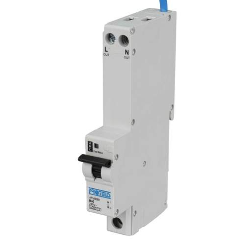 Proteus 40A Double Pole 1 Module B Curve 6kA 30mA Type A AFDD Combined MCB (AFM40B1) | CEF