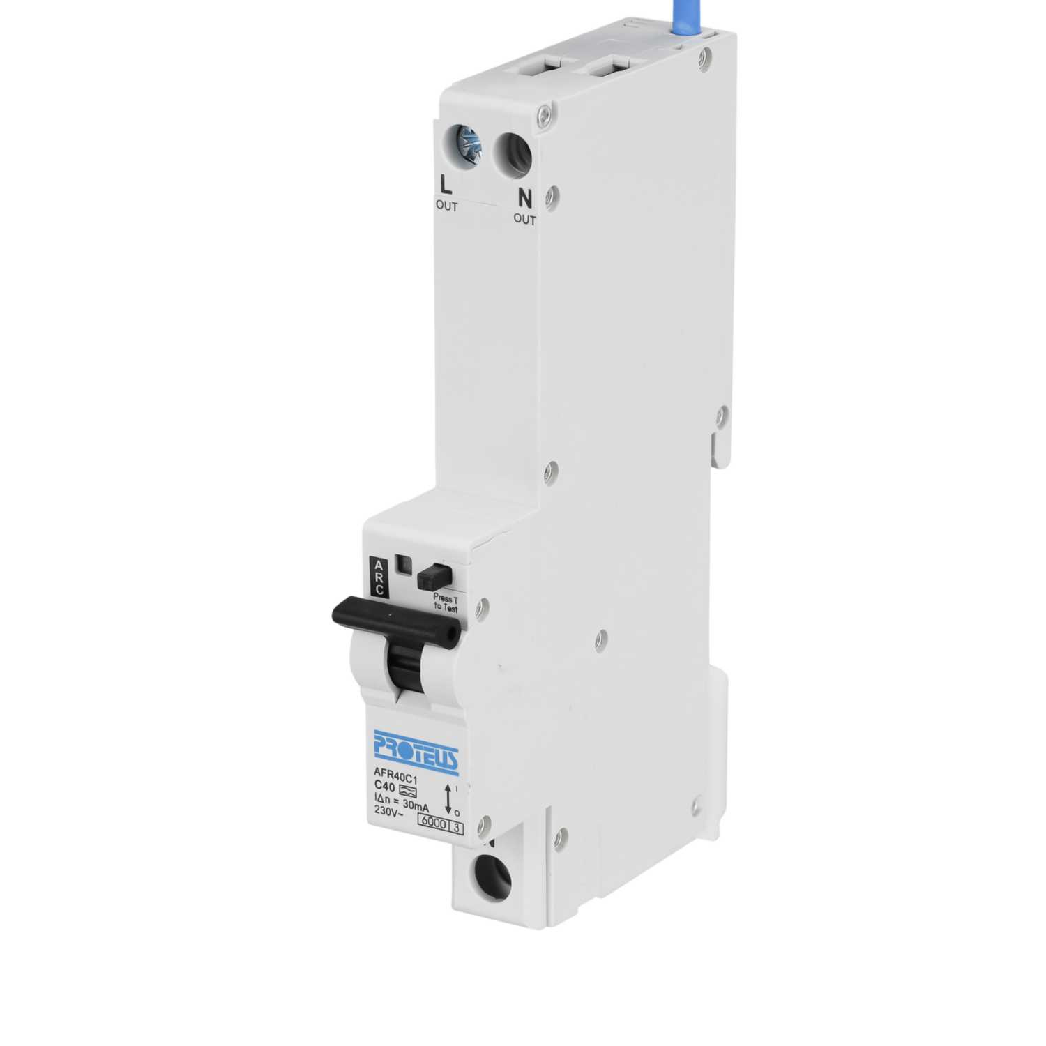 Proteus 40A Double Pole 1 Module C Curve 6kA 30mA AFDD Combined RCBO (AFR40C1) | CEF