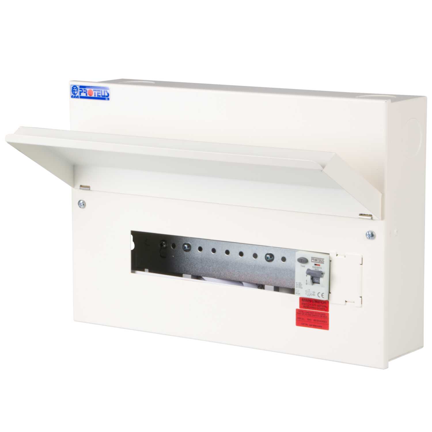 Proteus 12 Way 63A 30mA Type A RCD Incomer Metal Clad Consumer Unit ...