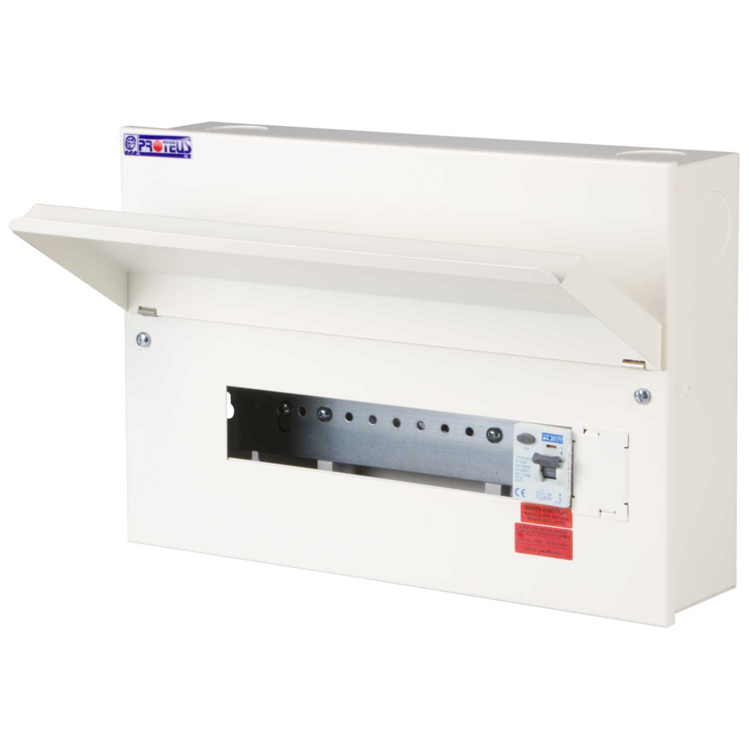 Proteus 12 Way 100A 30mA Type A RCD Incomer Metal Clad Consumer Unit ...