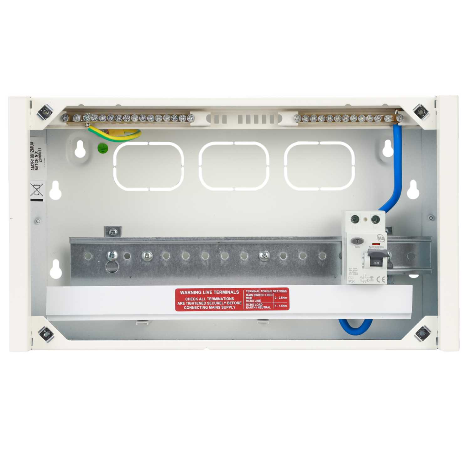 M2 12 Way 100A 30mA Type A RCD Metal Clad Consumer Unit (AM2R10012MUA) | CEF