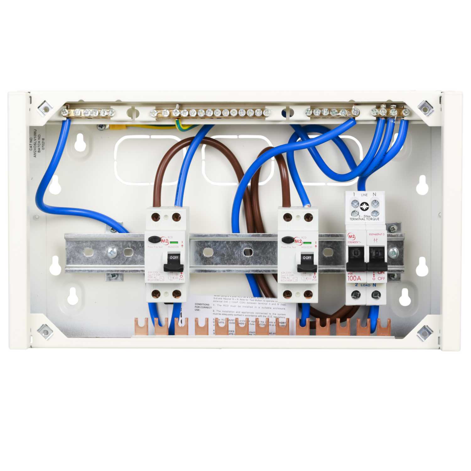 M2 10 Way Flexible Dual 63A RCD High Integrity Metal Clad Consumer Unit ...