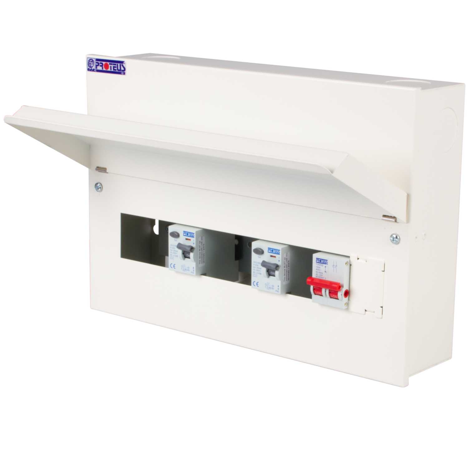 Proteus 4 + 4 Dual 63A Type A RCD High Integrity Metal Clad Consumer ...