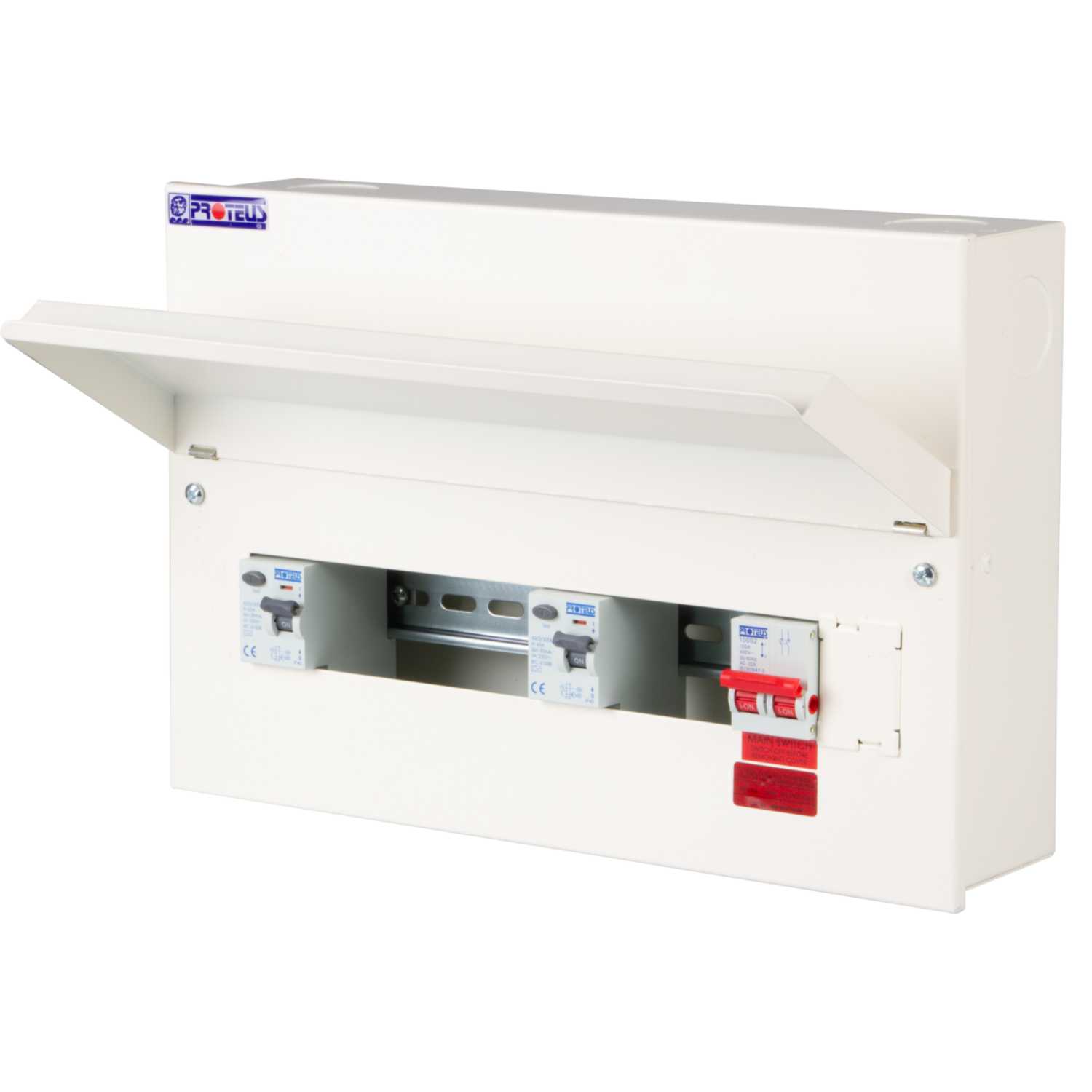 Proteus 10 Way Flexible Dual 63A Type A RCD High Integrity Metal Clad ...