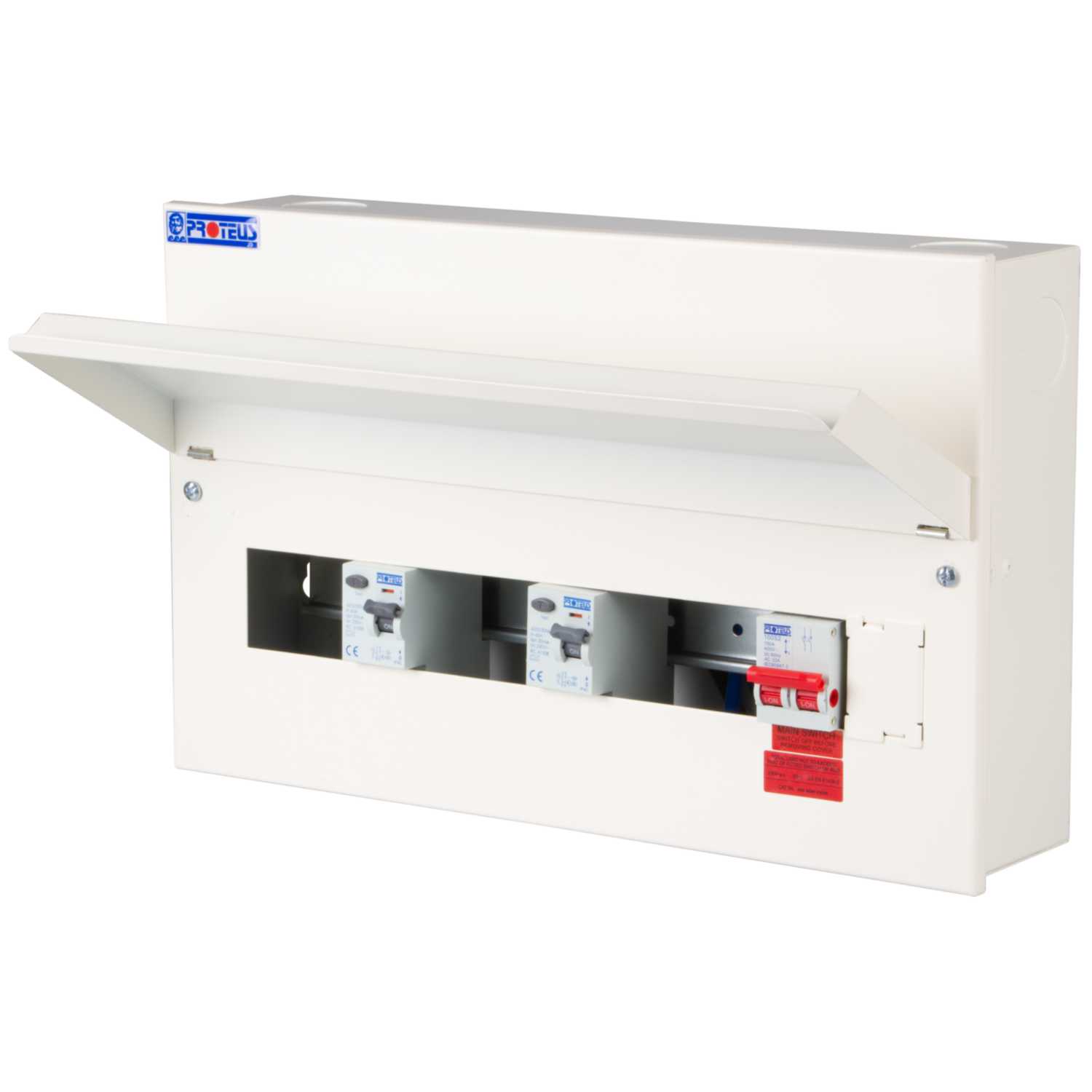 Proteus 12 Way Flexible Dual 63A Type A RCD High Integrity Metal Clad Consumer Unit ...