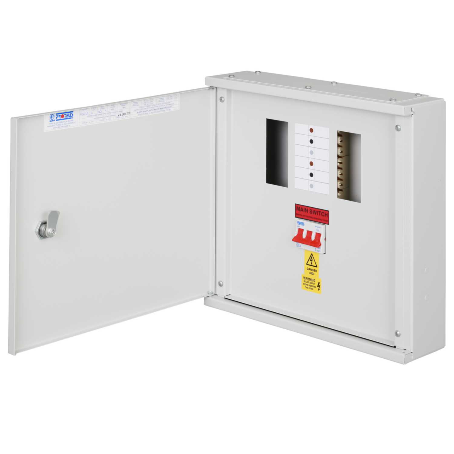 Proteus 4 Way TP+ N MCB Distribution Board with 125A Disconnector ...