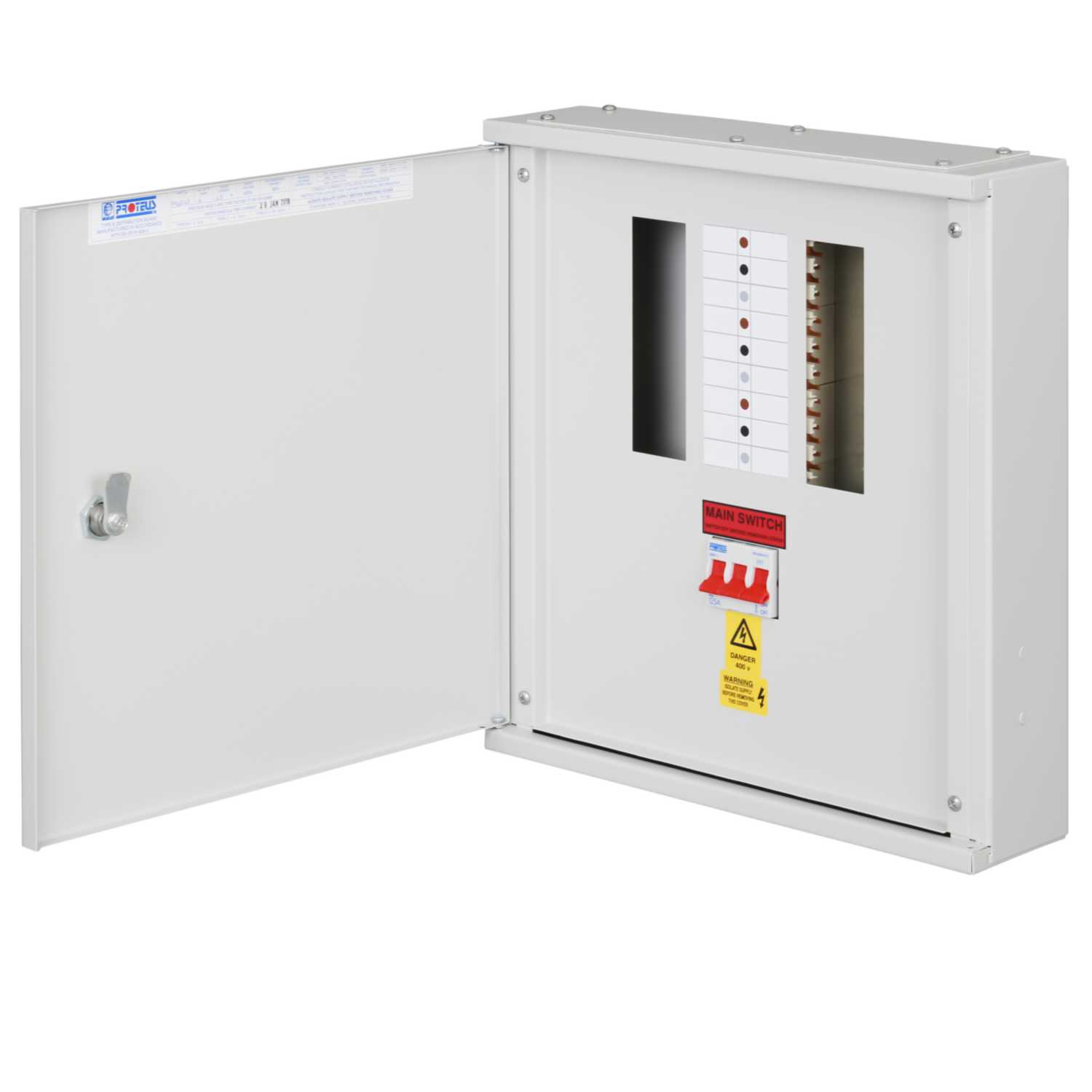 Proteus 6 Way TP+ N MCB Distribution Board with 125A Disconnector ...