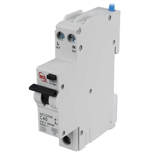 M2 40A Double Pole 1 Module C Curve 6kA 30mA Type A Compact RCBO (M21CK40) | CEF