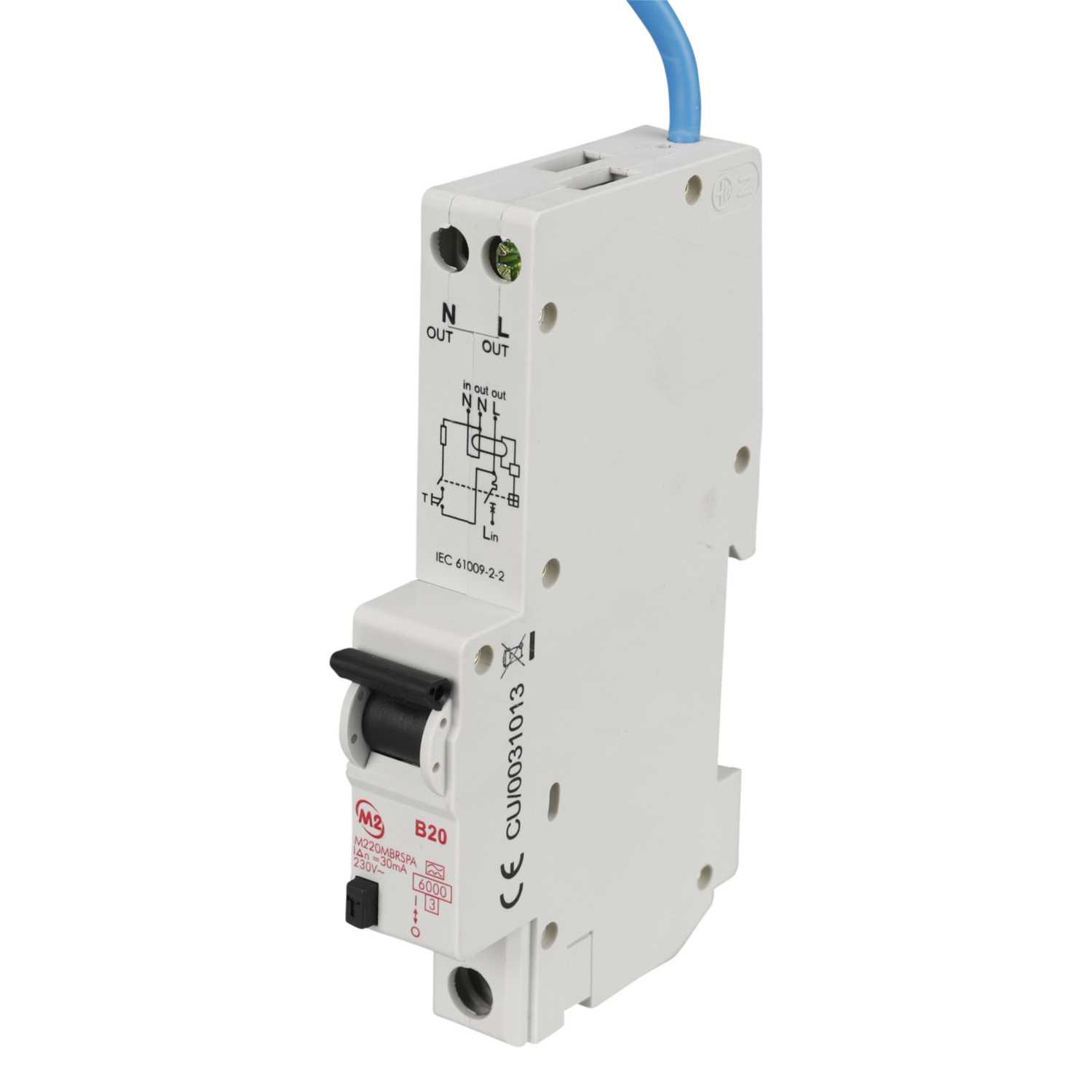 M2 20A Single Pole 1 Module C Curve 6kA 30mA Type AC RCBO (M220MBRSPA) | CEF