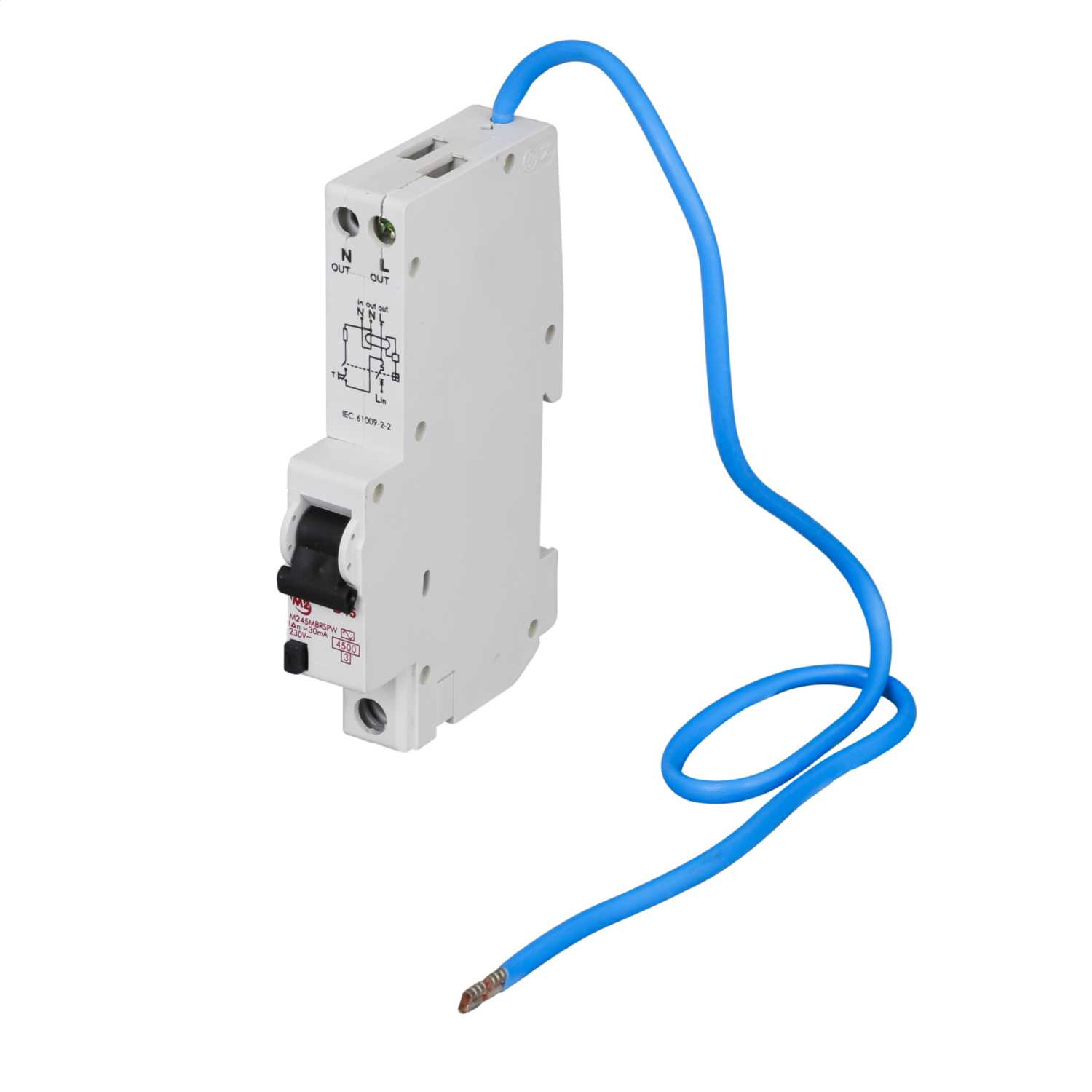 M2 45A Single Pole 1 Module B Curve 6kA 30mA Type AC RCBO (M245MBRSP) | CEF