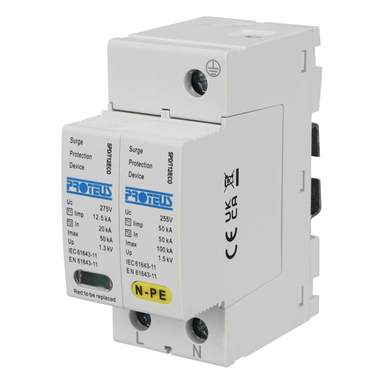 Proteus 12.5kA 2 Module Single Pole and Neutral Type 1+2 Surge ...