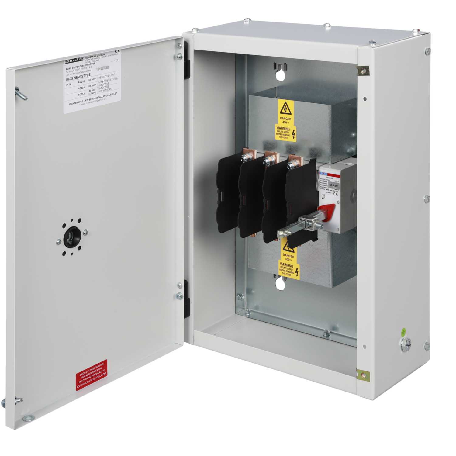 Proteus 63A TP+N Metal Isolator Switch Disconnector (U63S) | CEF