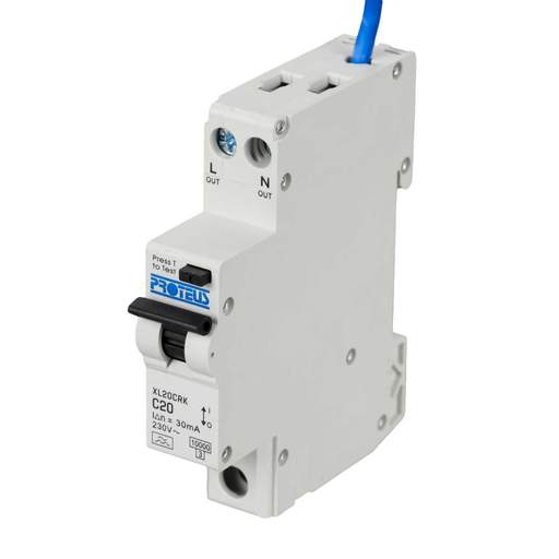 Proteus XL 20A Double Pole 1 Module C Curve 10kA 30mA Type A Compact RCBO (XL20CRK) | CEF