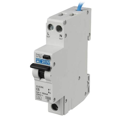 Proteus XL 6A Double Pole 1 Module C Curve 10kA 30mA Type A Compact RCBO (XL6CRK) | CEF