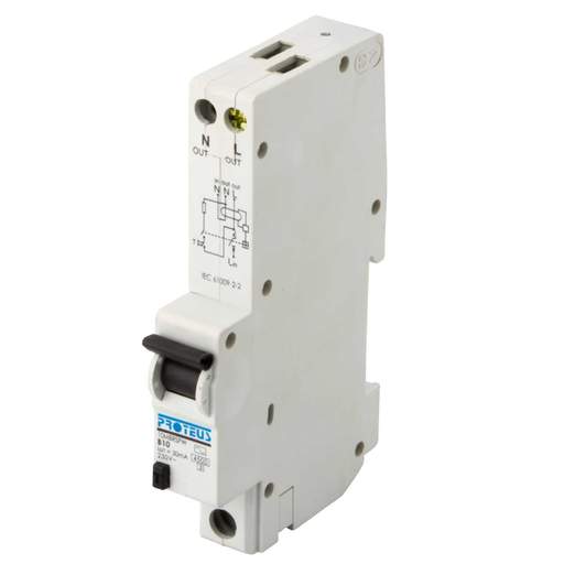 Proteus 10A 1P+N 1 Module B Curve 4.5kA 30mA Type AC RCBO (10MBRSP) | CEF
