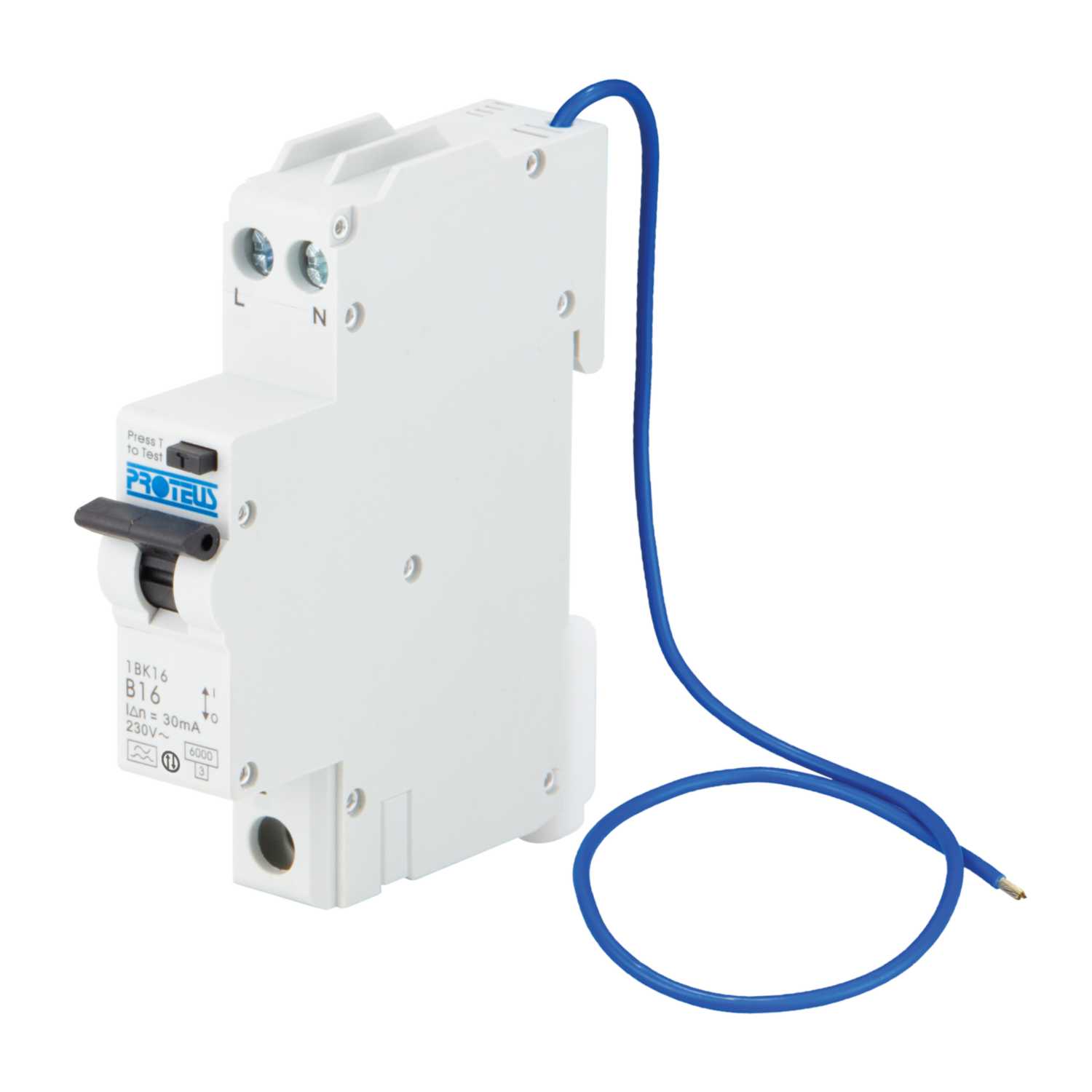 Proteus Bidirectional 16A Double Pole 1 Module B Curve 6kA 30mA Type A Compact RCBO (1BK16) | CEF