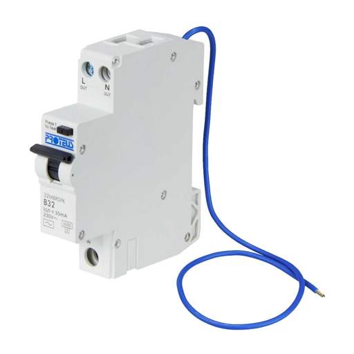 Proteus 32A Single Pole 1 Module B Curve 6kA 30mA Type AC Compact RCBO (32MBRSPK) | CEF