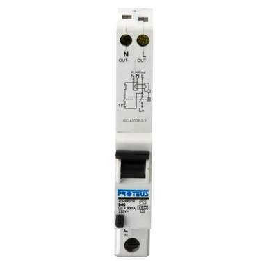 Proteus 40A Single Pole 1 Module B Curve 4.5kA 30mA Type AC RCBO (40MBRSP) | CEF