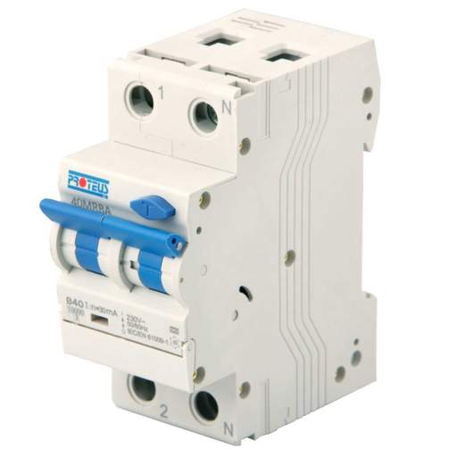 Proteus 40A Double Pole 2 Module Bidirectional B Curve 10kA 30mA Type A RCBO (40MRBA) | CEF