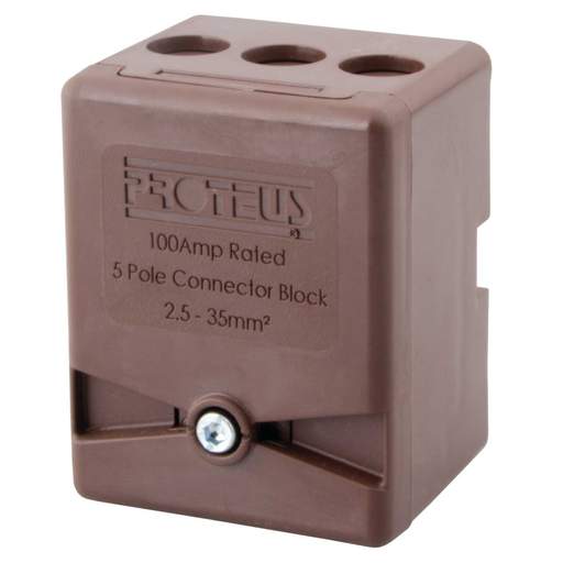 Proteus 100A 5 Way Single Pole Terminal Block Brown (ETB5BR) | CEF