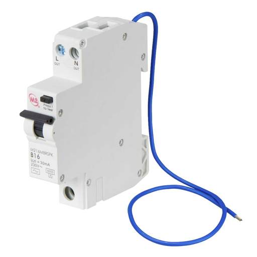 M2 16A Single Pole 1 Module B Curve 6kA 30mA Type AC Compact RCBO (M216MBRSPK) | CEF