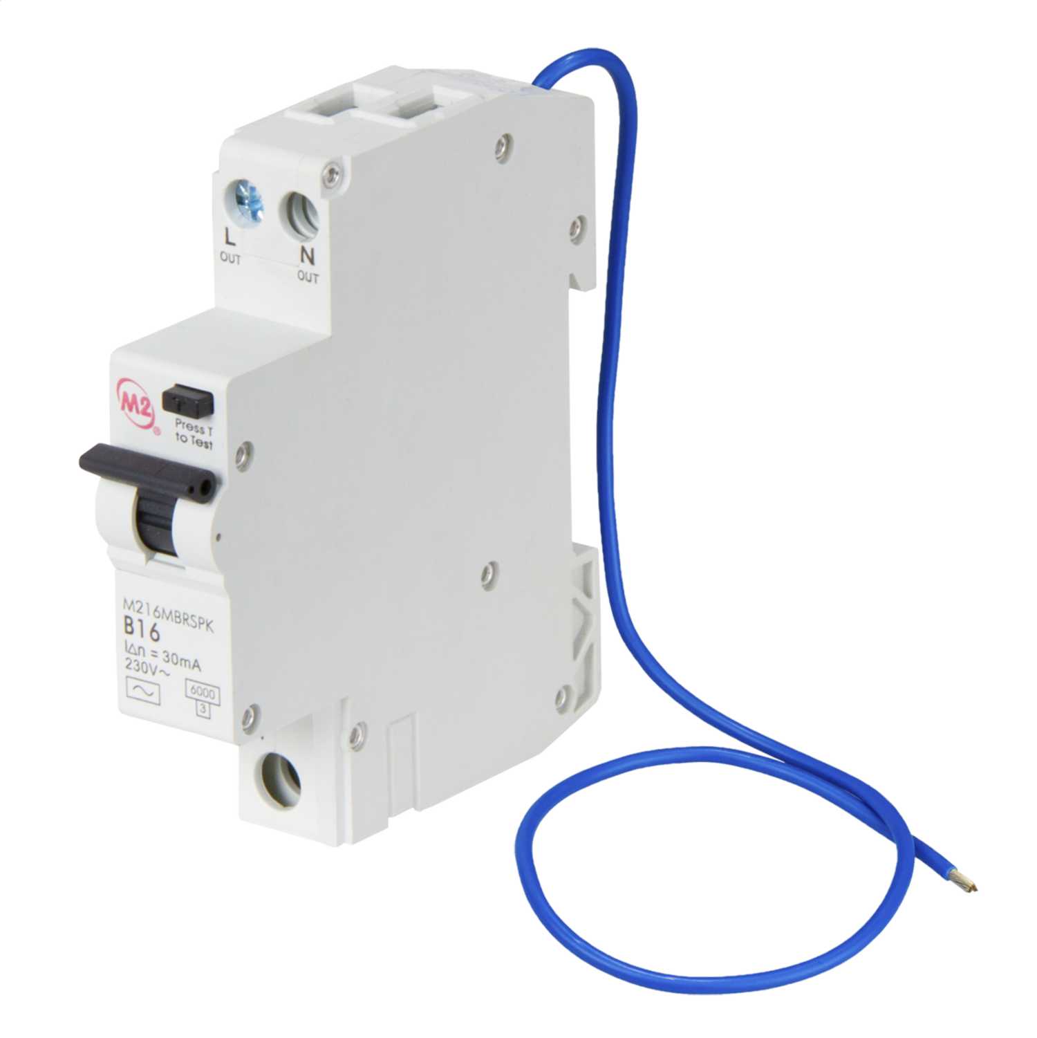 M2 16A Single Pole 1 Module B Curve 6kA 30mA Type AC Compact RCBO (M216MBRSPK) | CEF