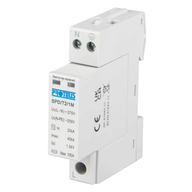 Proteus 40kA 1 Module Single Pole and Neutral Type 2 Surge Protector ...