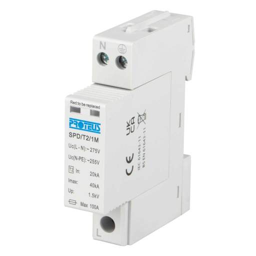 Proteus 40kA 1 Module Single Pole and Neutral Type 2 Surge Protector ...