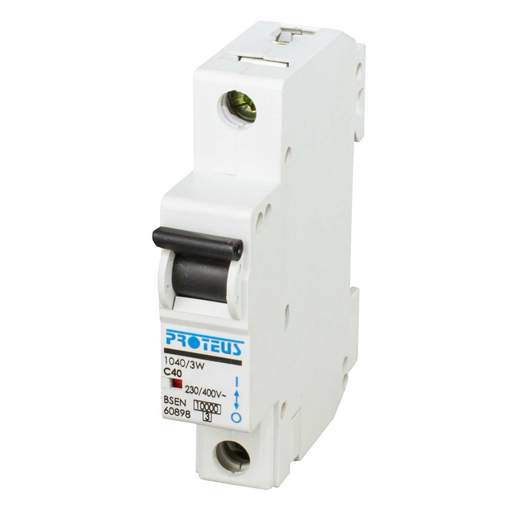Proteus 40A Single Pole 10kA C Curve MCB (1040/3) | CEF