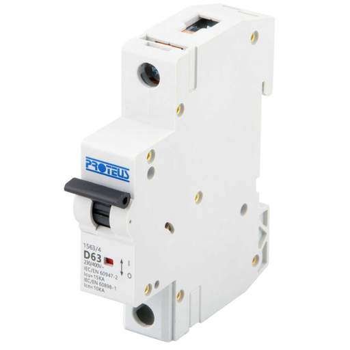 Proteus 63A Single Pole 15kA D Curve MCB (1563/4) | CEF